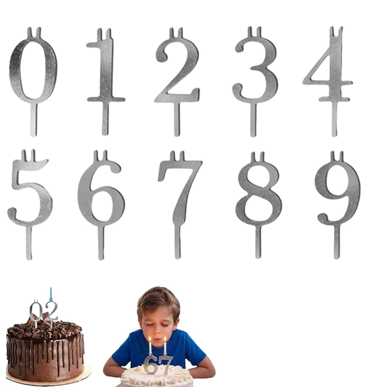 Reusable Number Candle Holders, Digital Birthday Cake Candle Holder Set ...