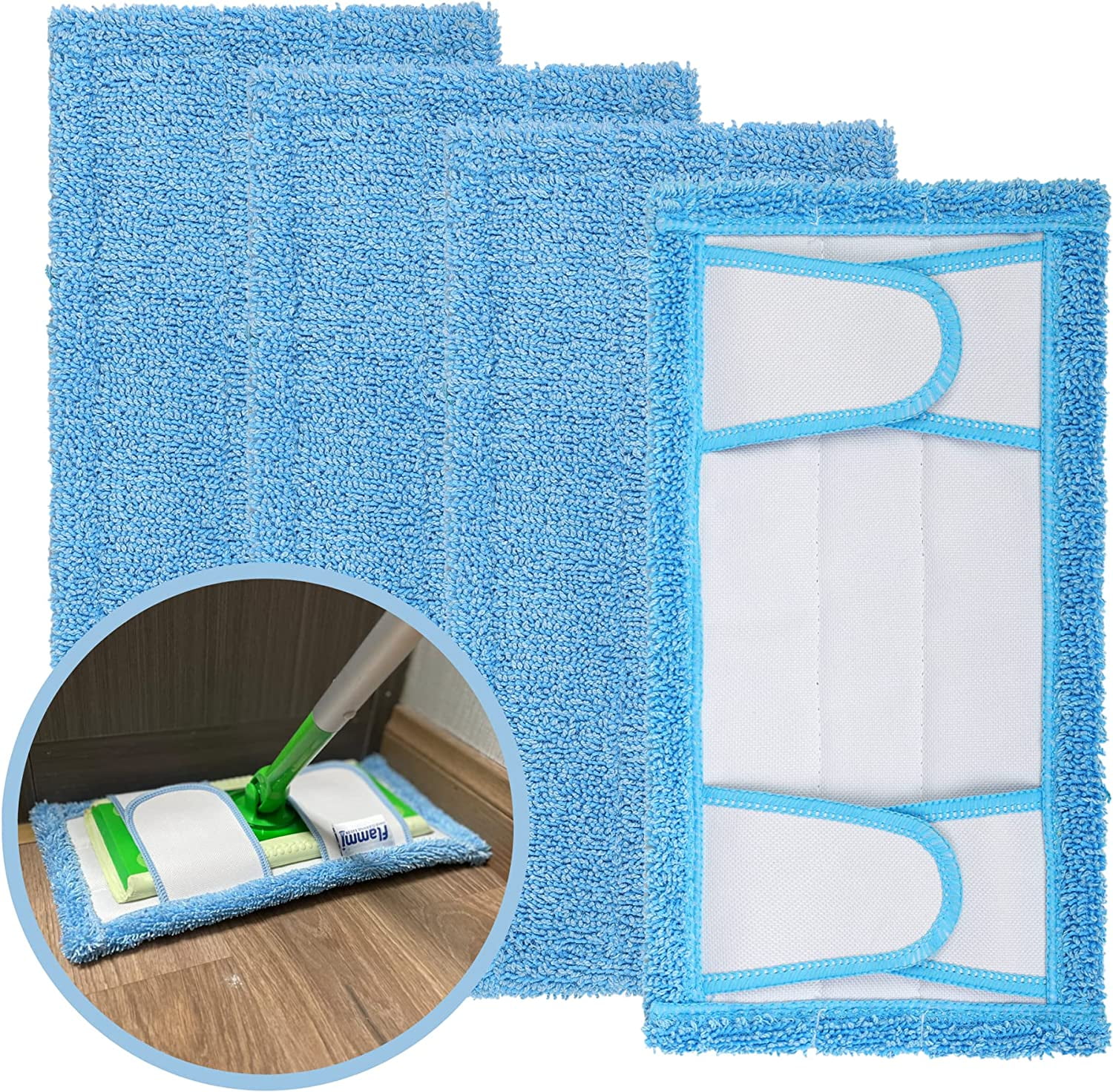 Reusable Pads for Swiffer Sweeper Mop, 12.5'' Microfiber Mop Refill Pad ...