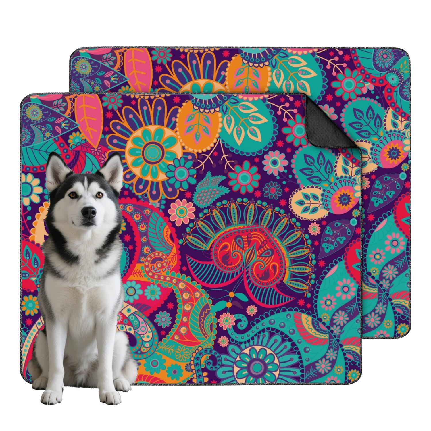 Reusable Paisley Dog Pad, 35"x41" Washable Pet Training Mat with Leak ...