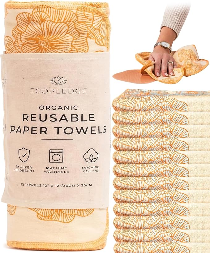 Reusable Paper Towels Washable Roll - Thick 12-pc Two Layered Ultra ...