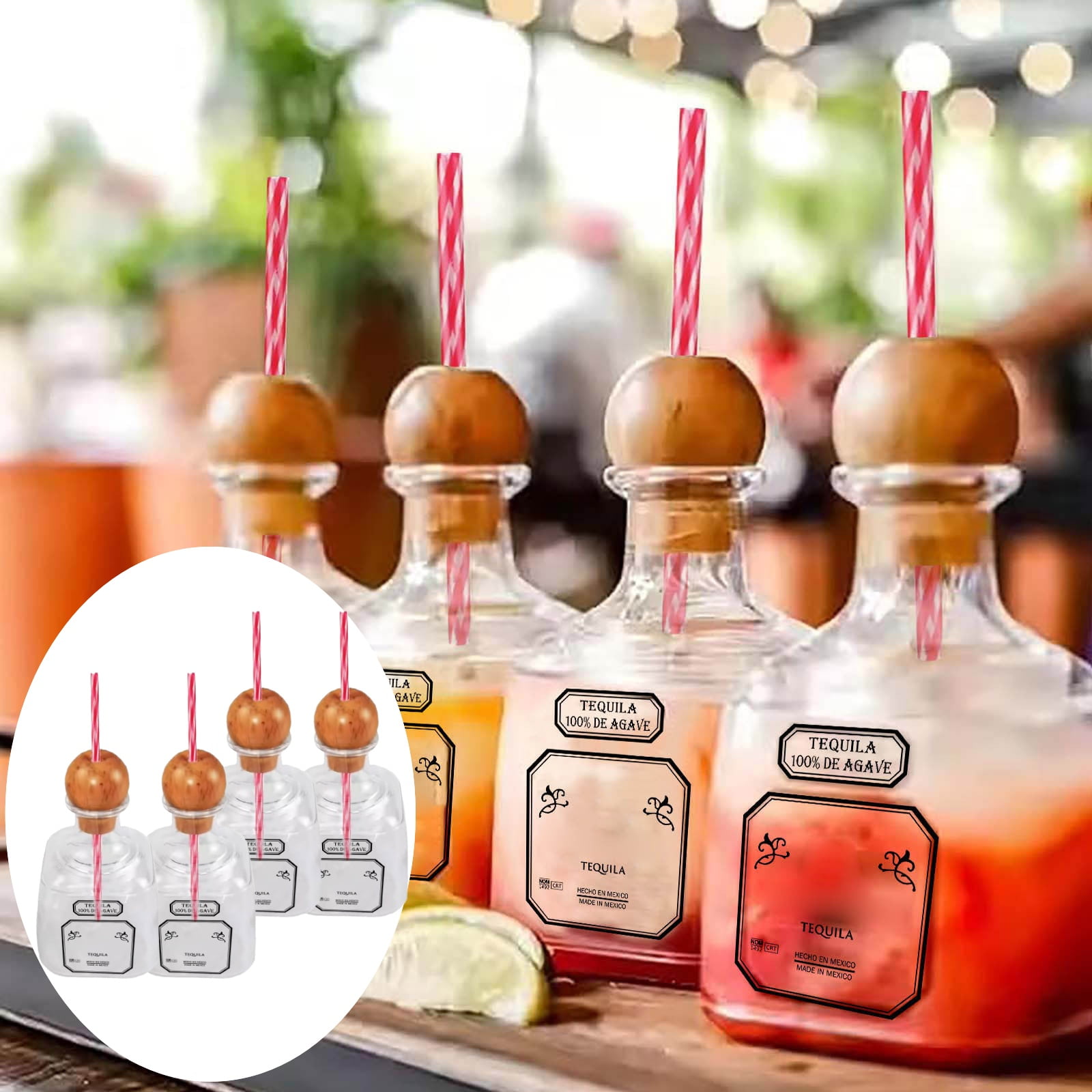 Reusable Patron Liquor Bottle Cups with Straw, Clear Cup with Straw ...