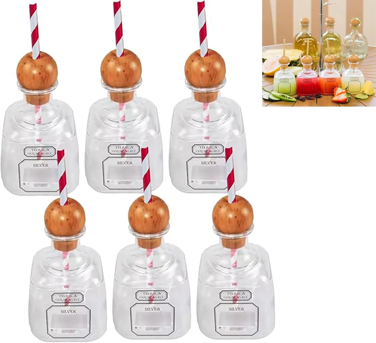 Reusable Patron Liquor Bottle Cups with Straw，with Straw Hole Mini ...