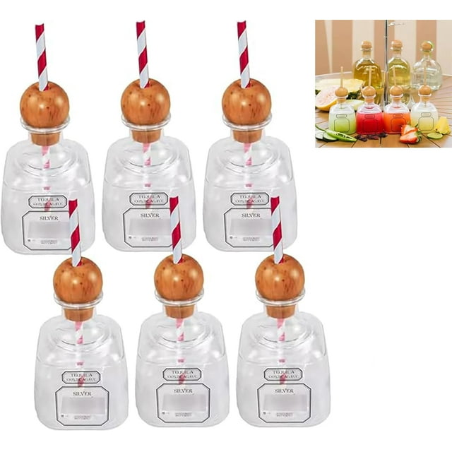 Reusable Patron Liquor Bottle Cups with Straw，with Straw Hole Mini ...