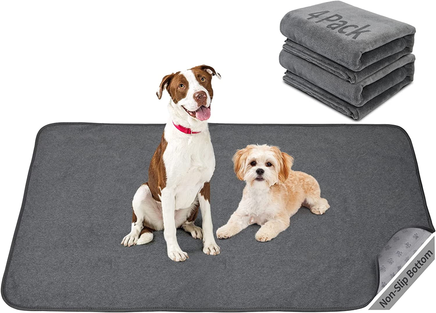 Reusable Pee Pads for Dogs, 24x48 4 Pack Washable Puppy Pads, Absorb ...