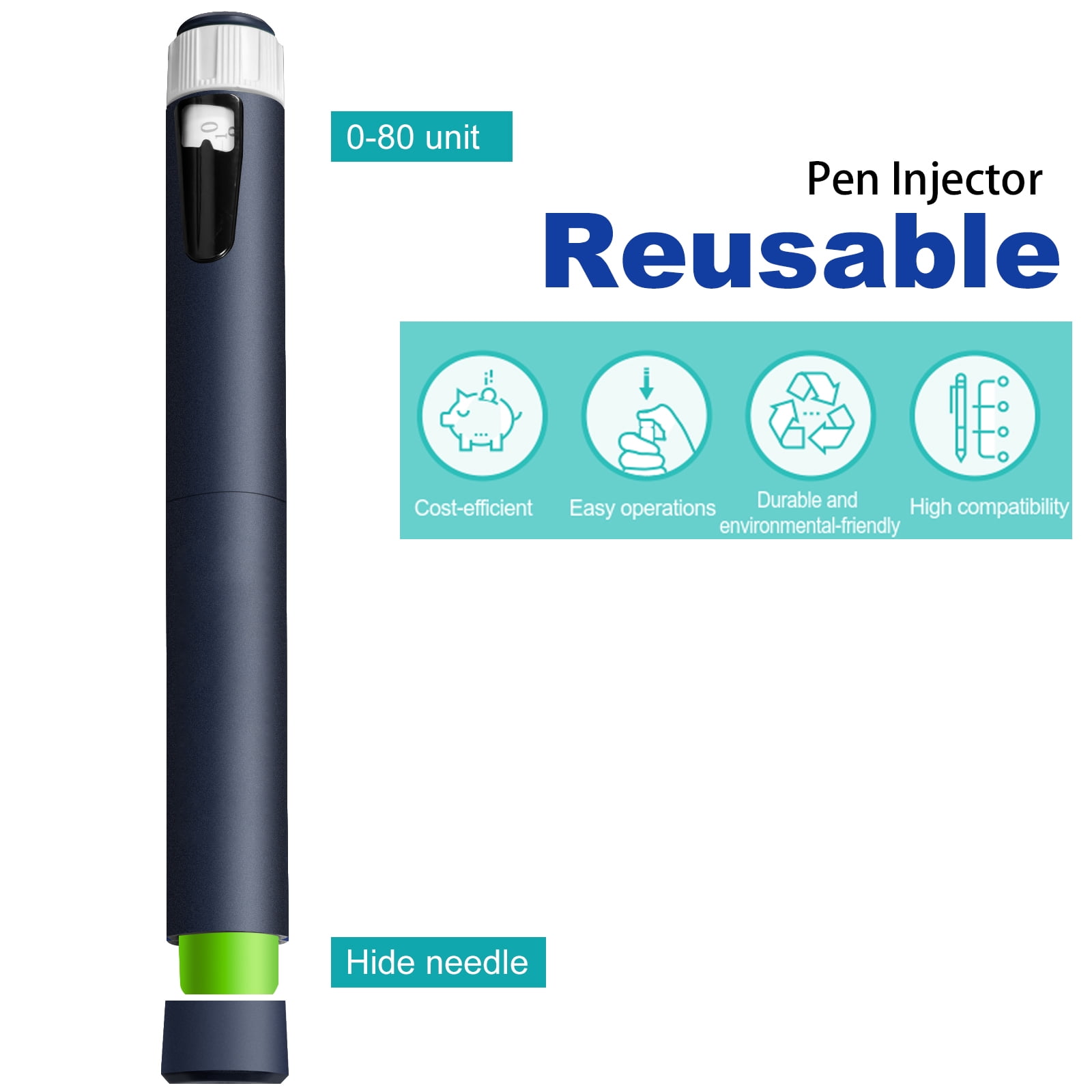 Reusable Pen, Portable 80 Units Pen,Black,1pcs - Walmart.com
