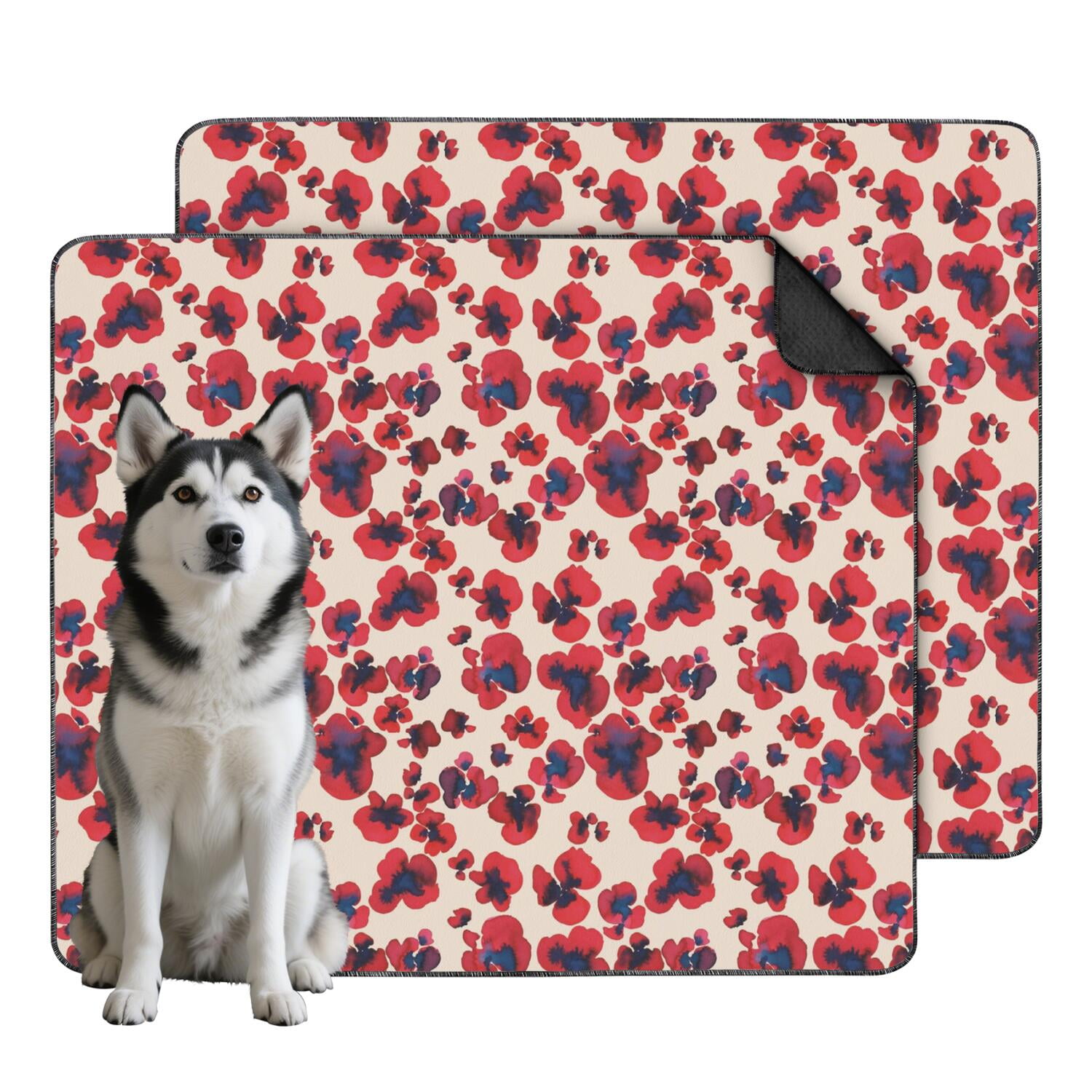 Reusable Pet Potty Pads with Floral Border, 2-Pack Training Mats ...