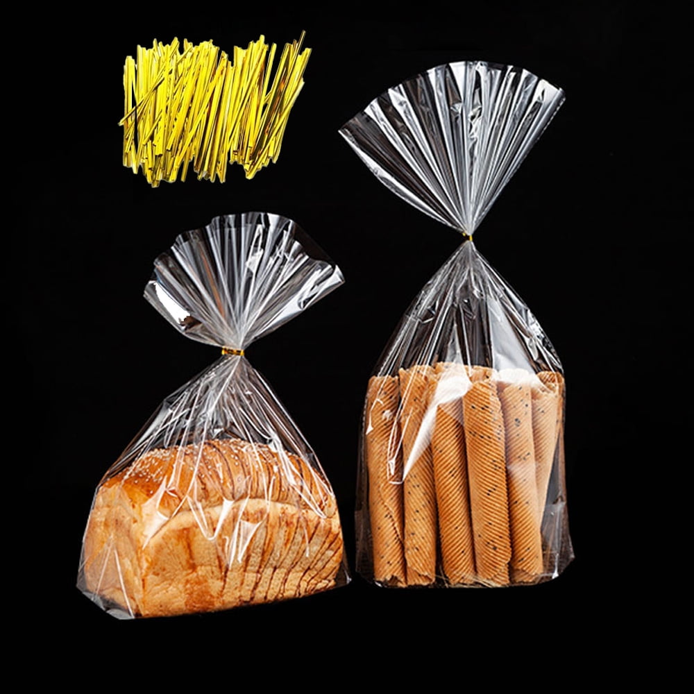 Reusable Plastic Bread Bags for Homemade Bread - 100 Pack Clear Bread Bag with Ties - Bread Loaf ...