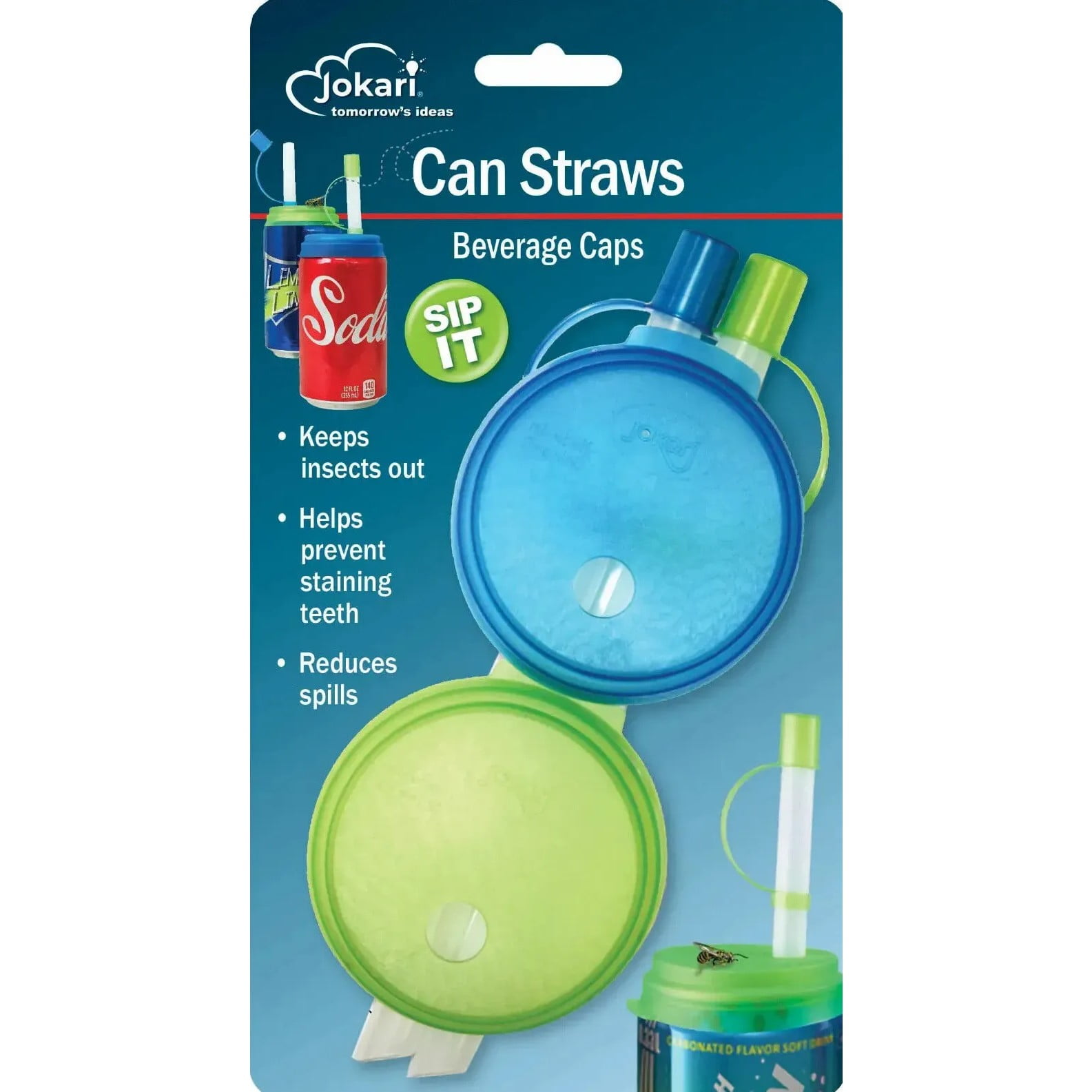 Reusable Plastic Can Straws with Flip-Top Caps to Prevent Spills and ...