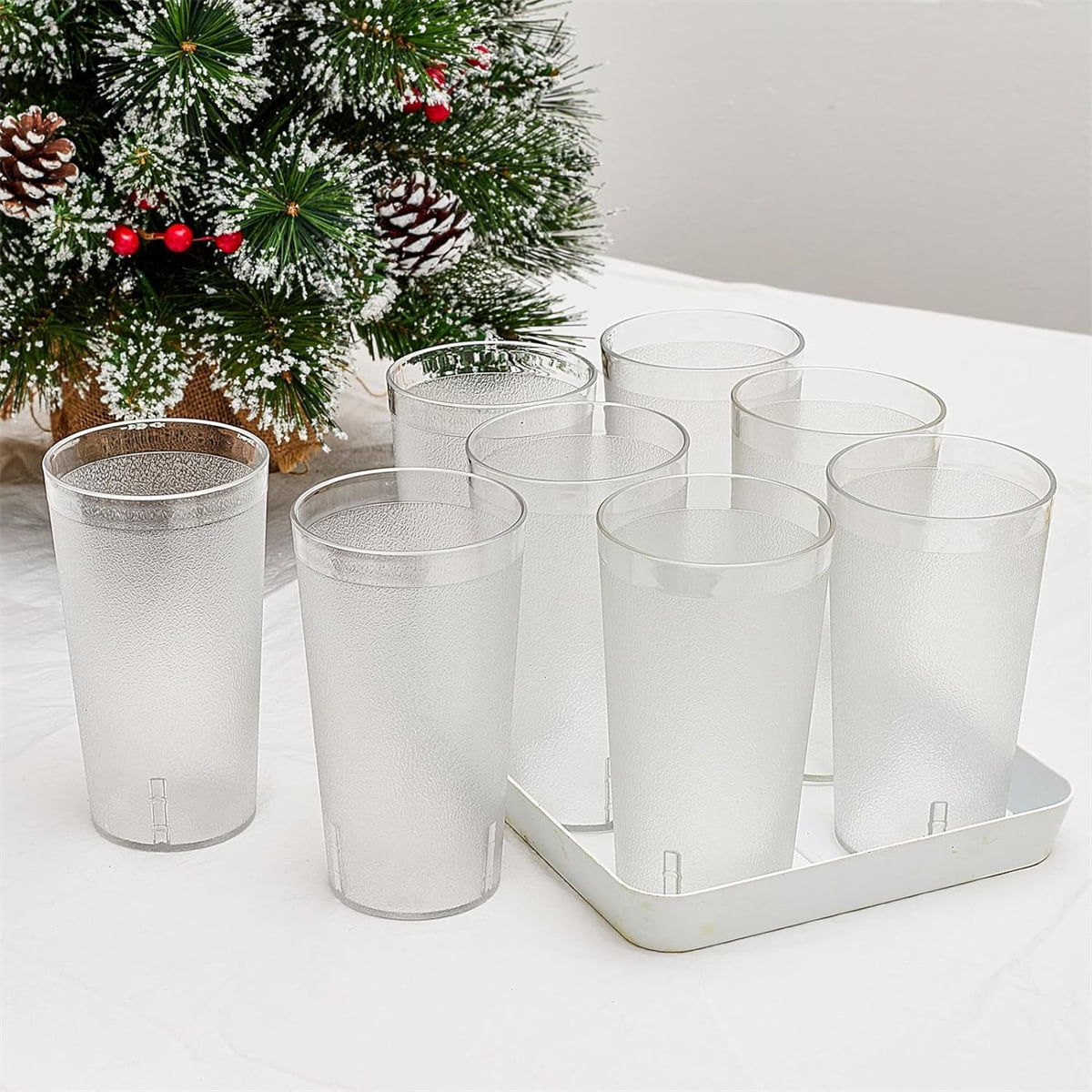 Reusable Plastic Cups,8 Pcs Plastic Water Cups,Clear Plastic Tumblers ...