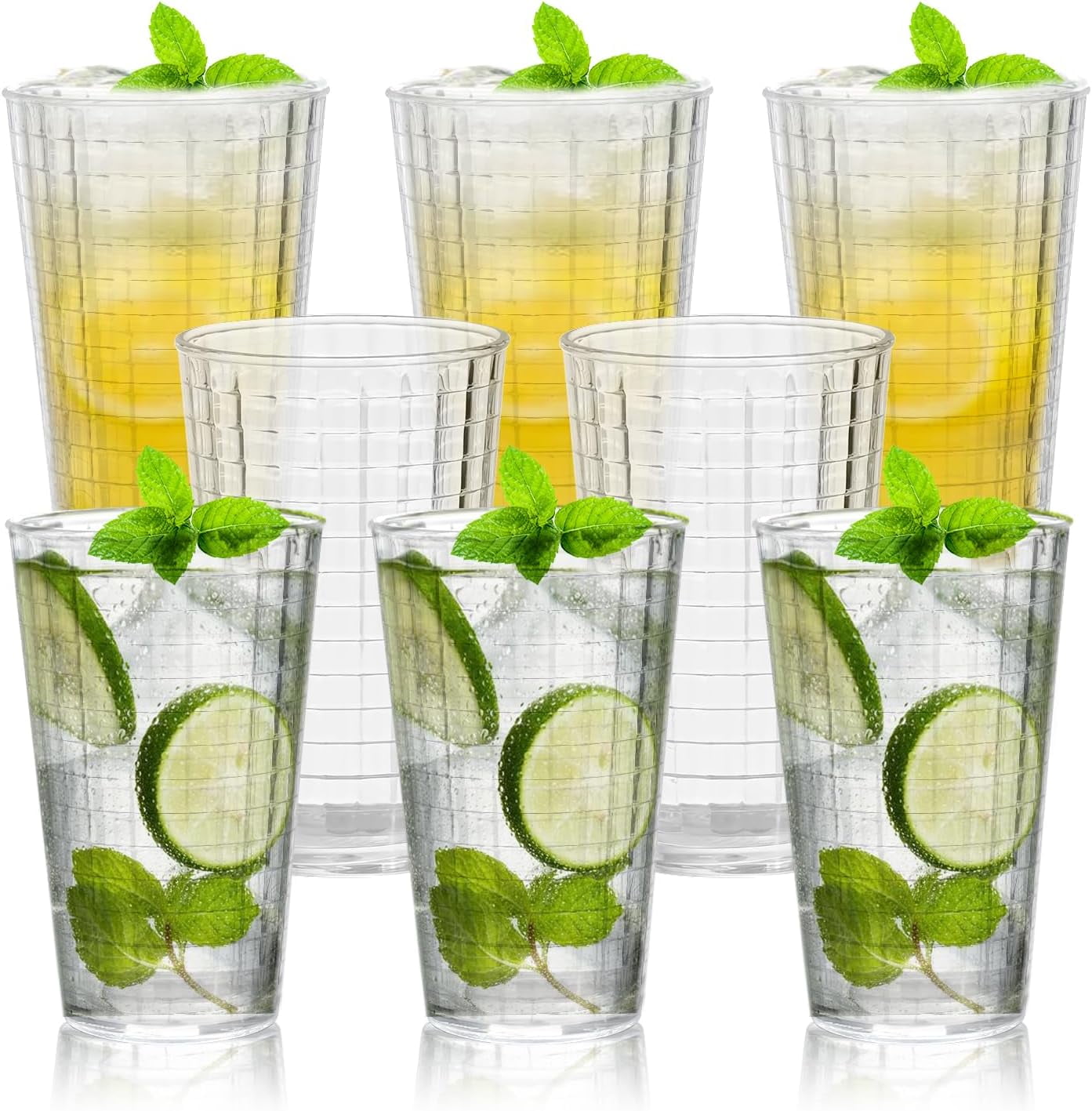 Reusable Plastic Drinking Glasses, Water Glasses Set of 8, Unbreakable ...
