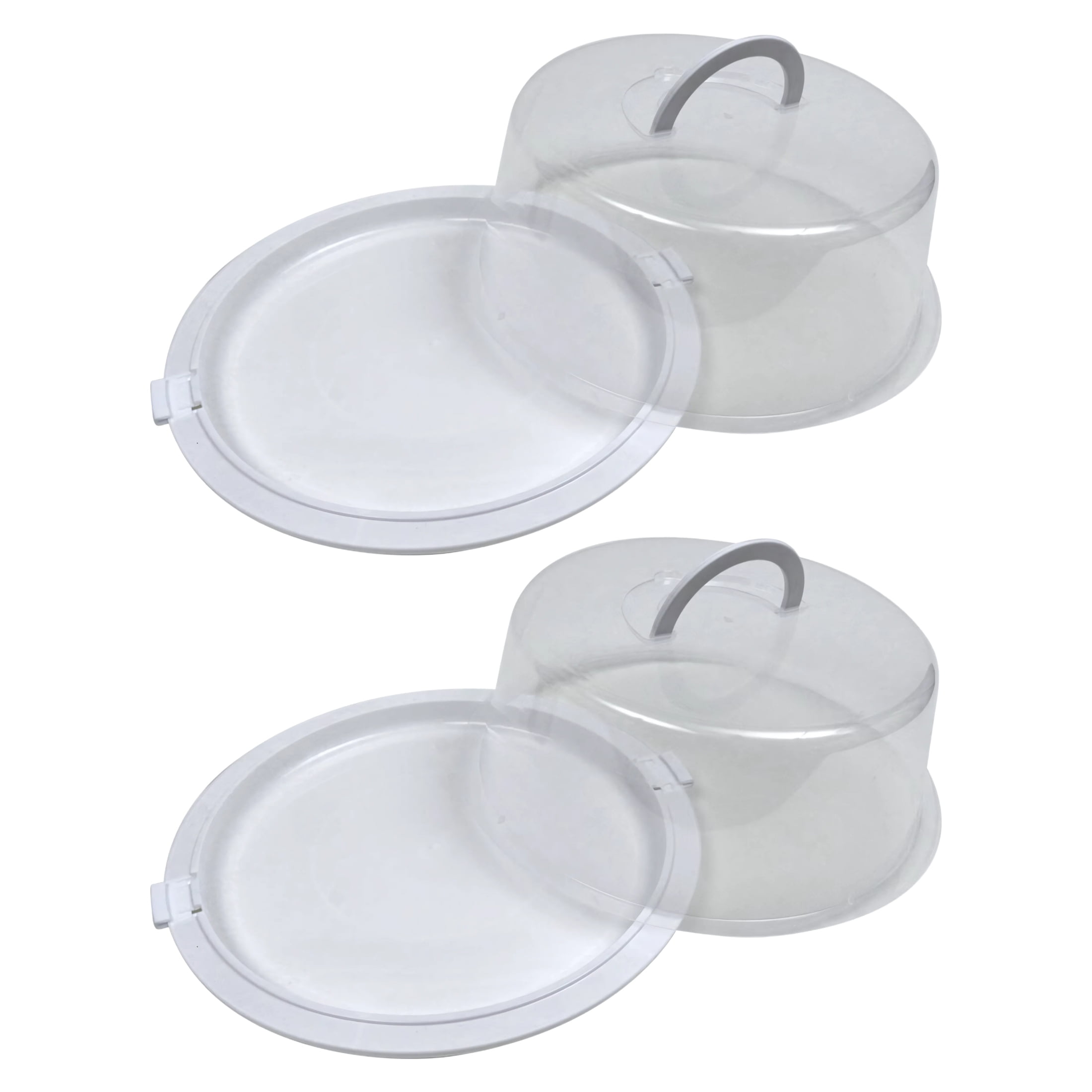Reusable Plastic Round Cake Container with Lid 12x4.75 in Clear ...