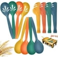 Reusable Plastic Serving Utensils Set of 12, Wheat straw Large Serving ...