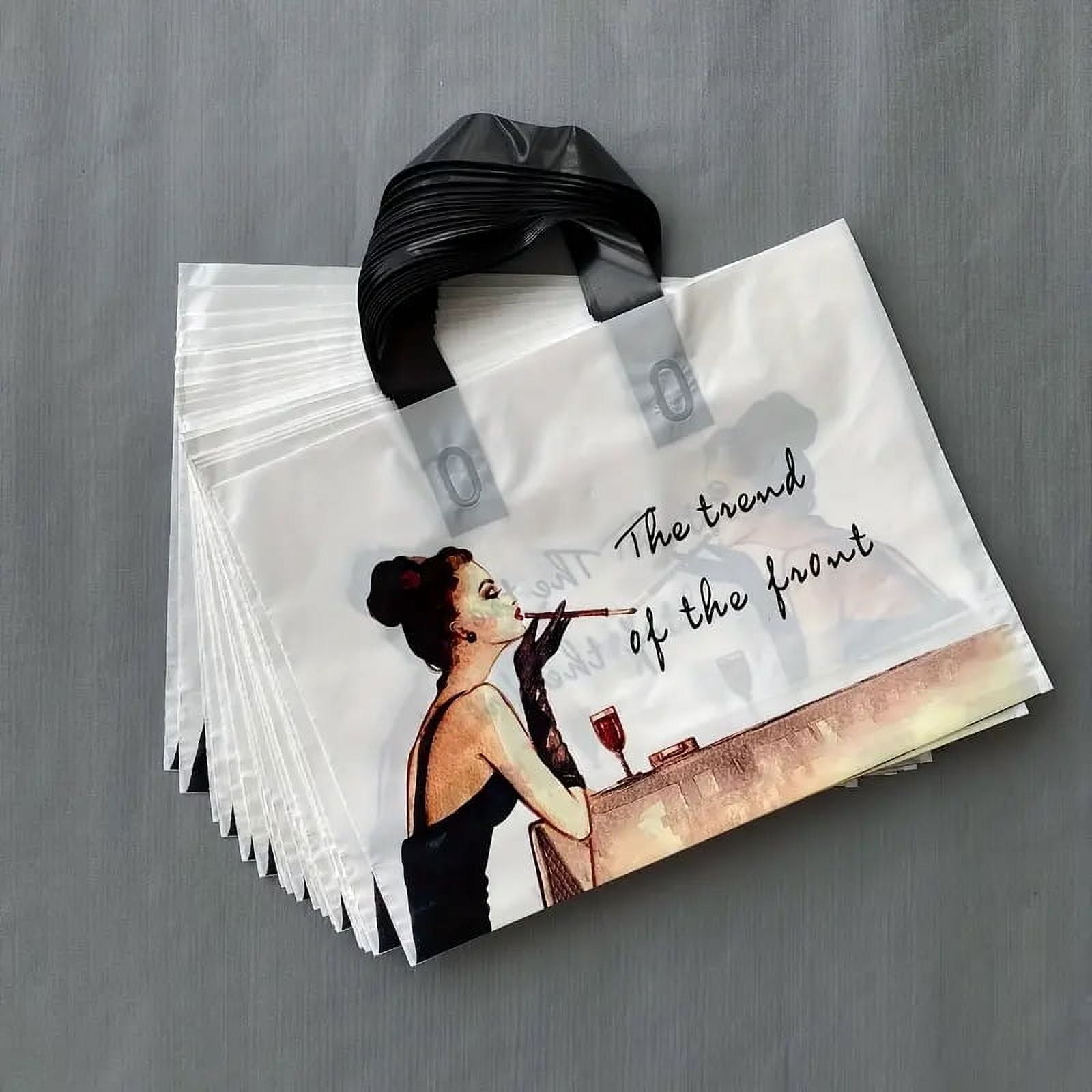 Reusable Plastic Shopping Bags with Ring Carrying Handle Plastic Retail ...