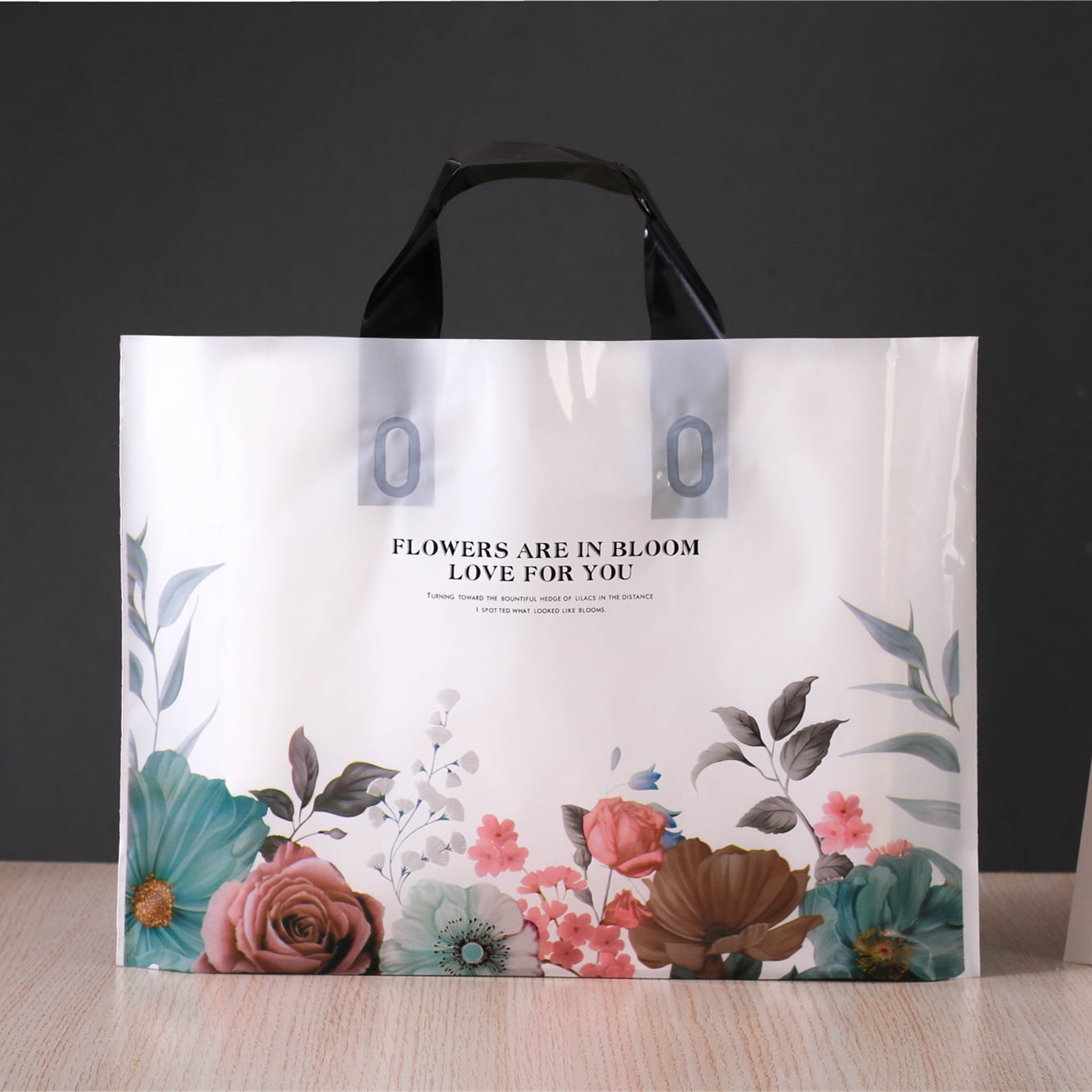 Reusable Plastic Shopping Bags with Ring Carrying Handle Plastic Retail ...