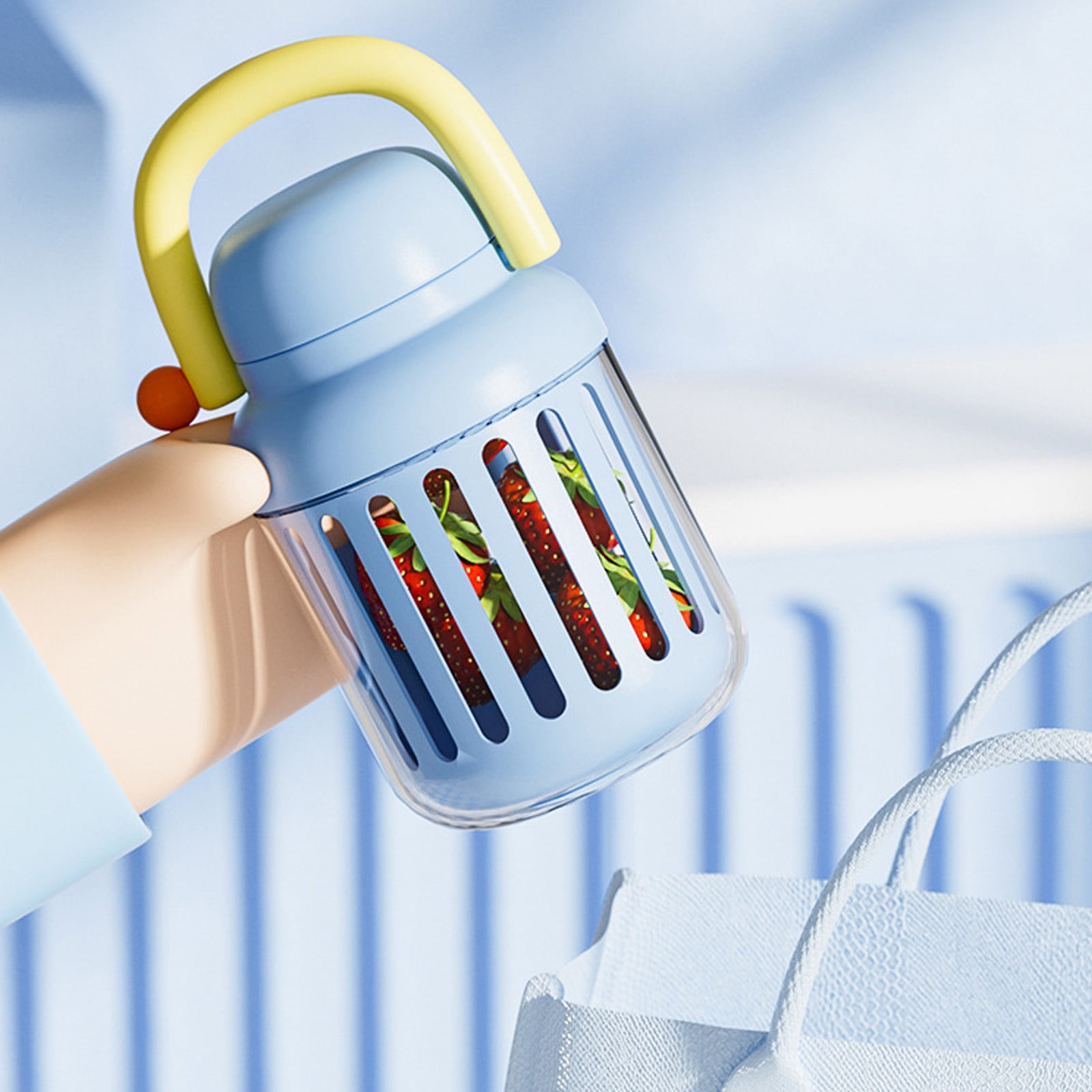 Reusable Plastic Snack Container with Lid and Fork for Office Lunch ...