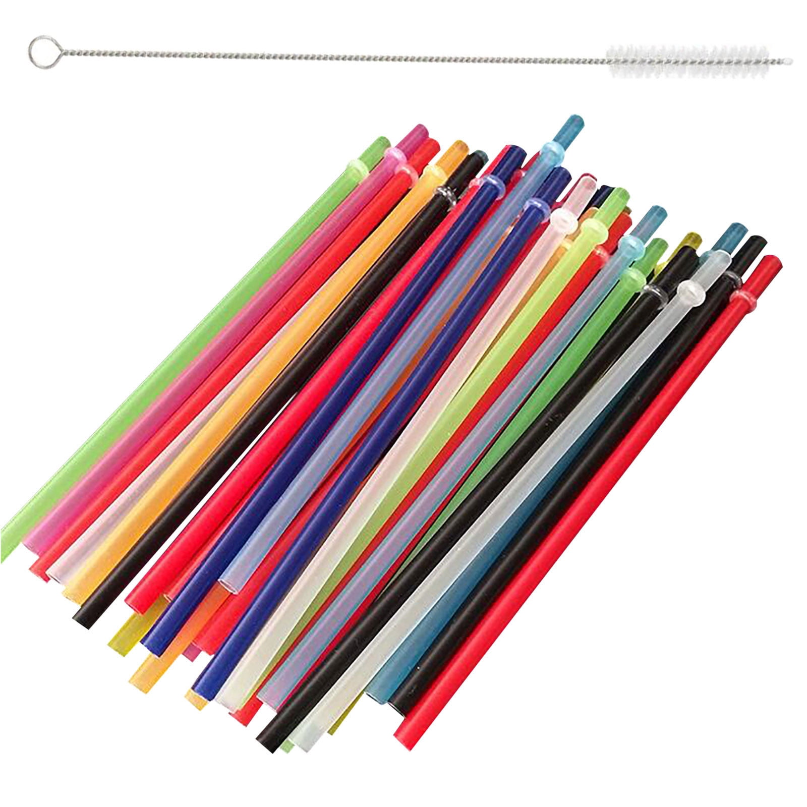 Reusable Plastic Straws Long Party Beverage Straws with Cleaning Brush ...