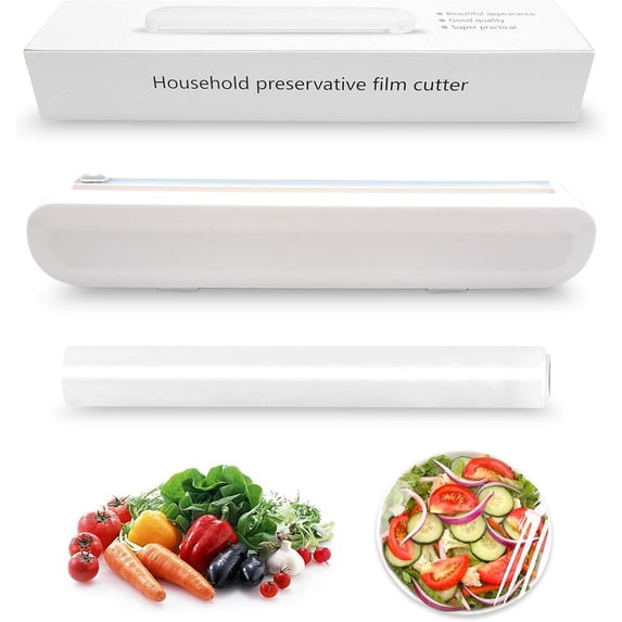 Reusable Plastic Wrap Dispenser with Cutter, Food Wrap Dispenser ...
