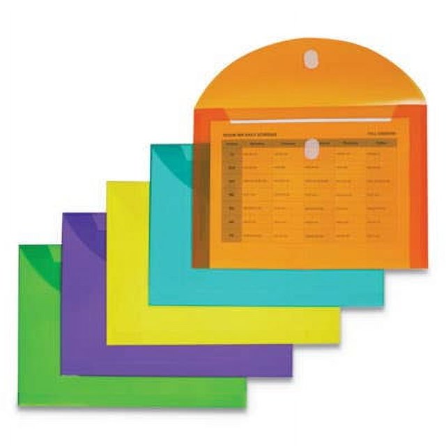 Reusable Poly Envelope, Hook and Loop Closure, 8.5 x 11, Assorted, 10 ...