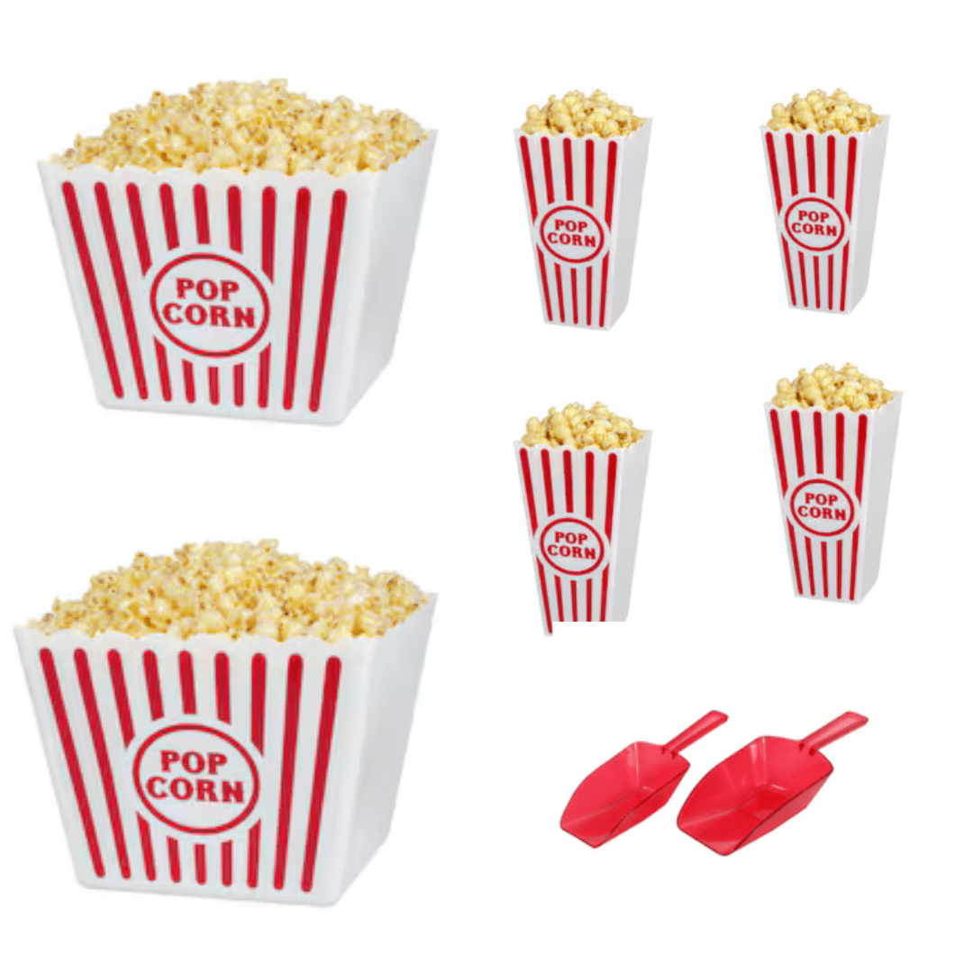 Reusable Popcorn Containers Red & White Striped Retro Style Buckets ...
