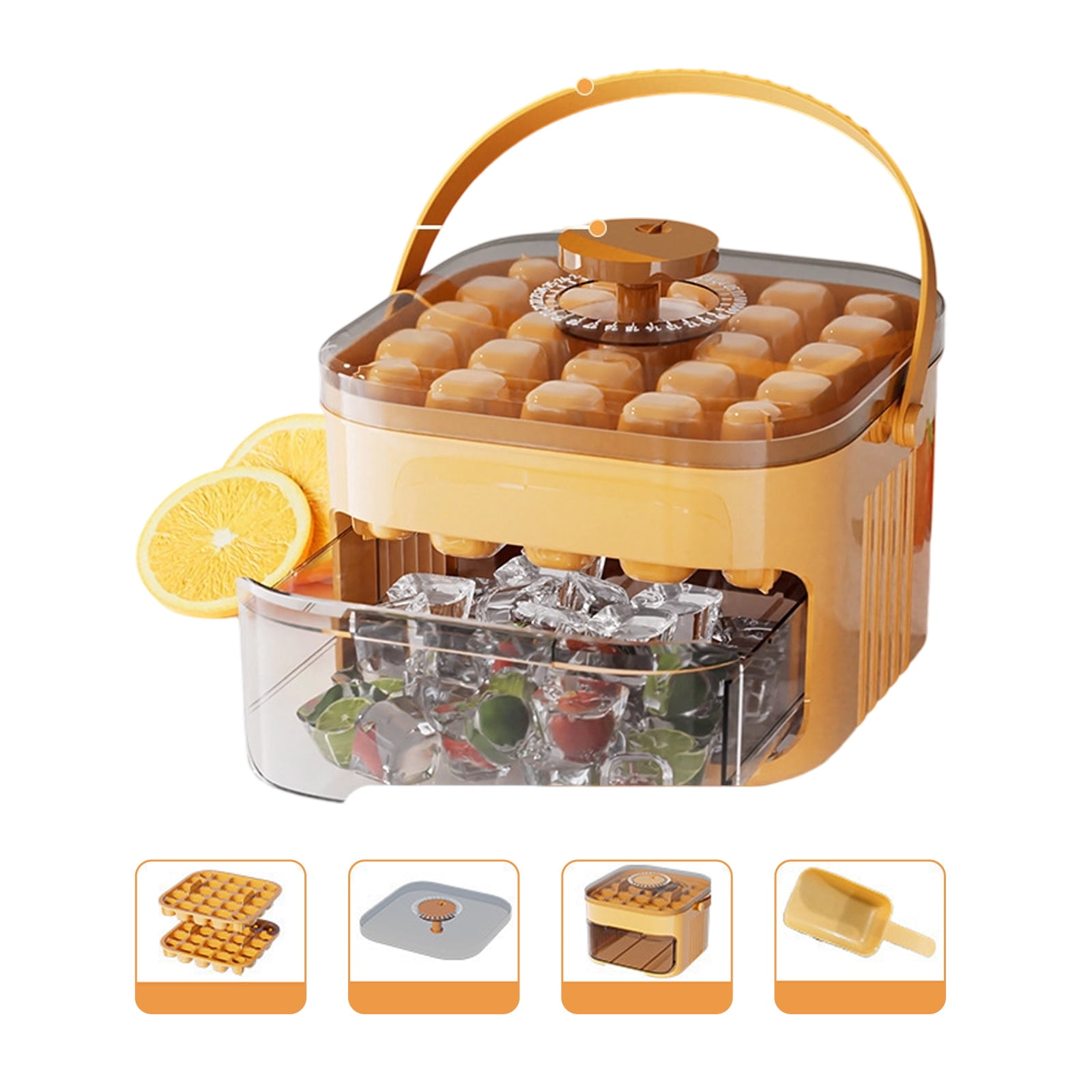 Reusable Press Type Ice Box with Removable Lid Ice Maker Mold for ...