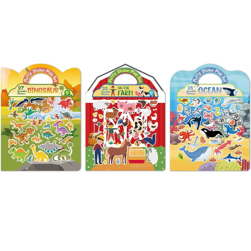 Reusable Puffy Sticker Book for Kids – Cute Restickable Stickers ...