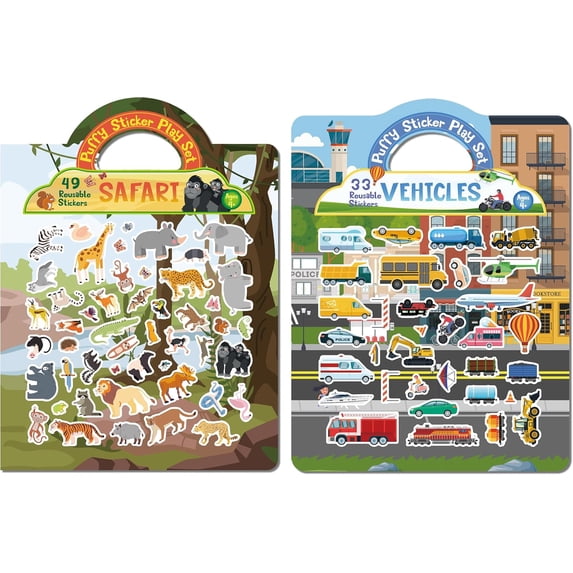 Reusable Puffy Sticker Book for Toddlers, Farm, Ocean Animal & Vehicle ...