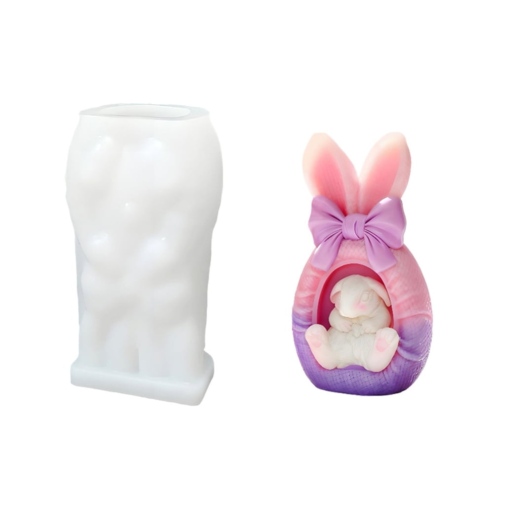 Reusable Rabbits Shaped Silicone Candle Making Mould Safe For Chocolate ...