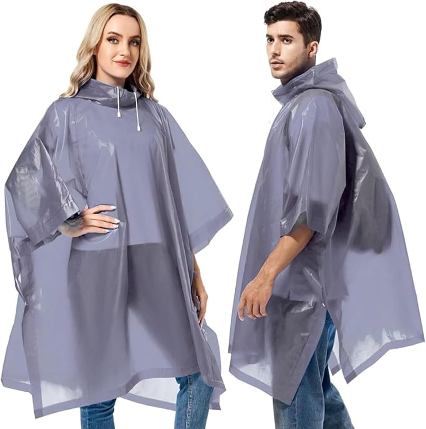 Reusable Rain Ponchos for Adults, 2 Pcs Raincoats Emergency for Women ...