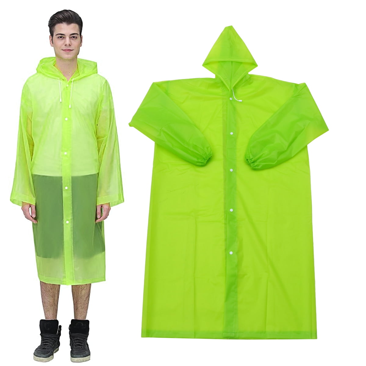 Reusable Matte EVA Rain Poncho Waterproof Outdoor Raincoat for Adults ...