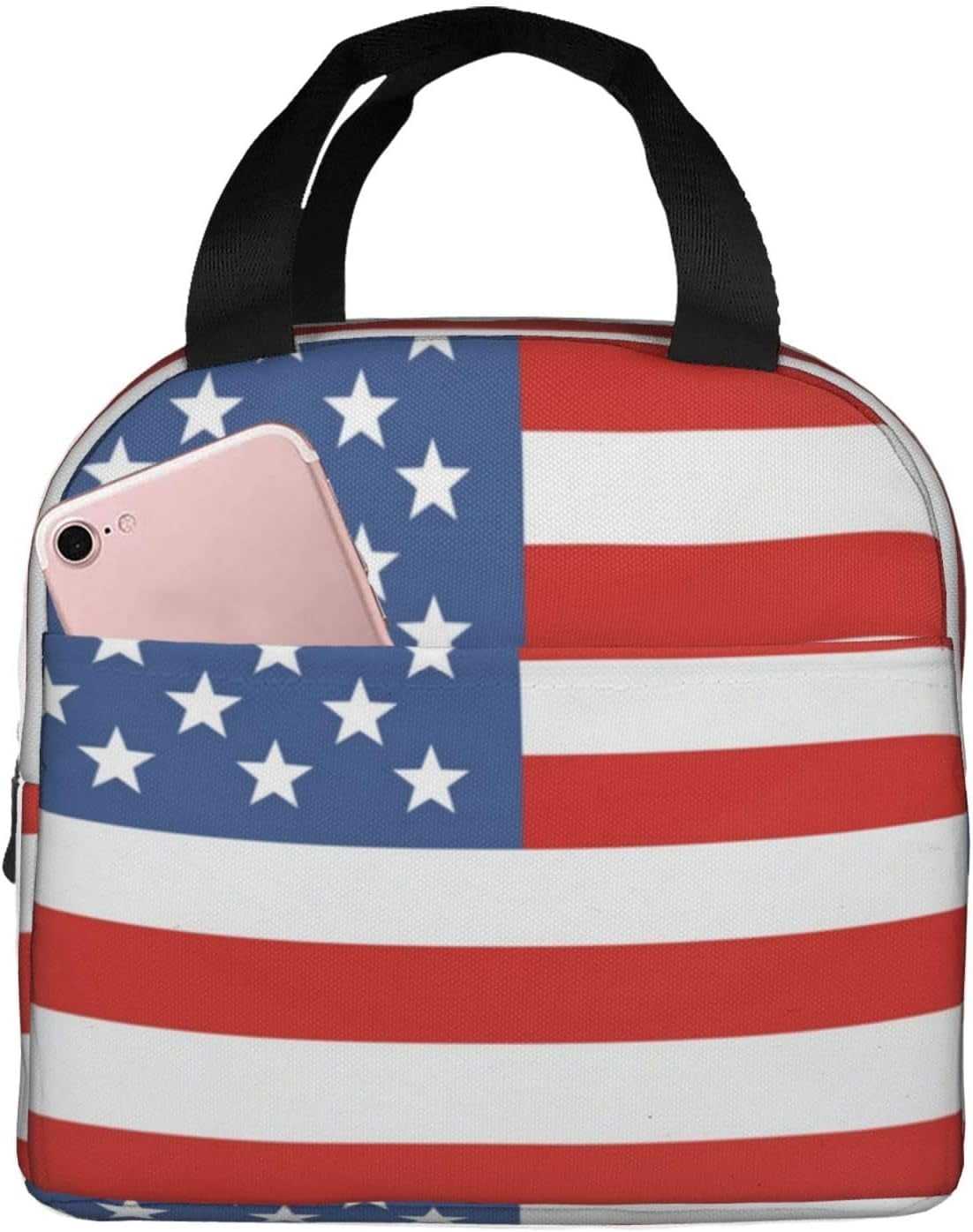 Reusable Red Blue White American Flag Lunch Bag For Unisex Wide-Open ...