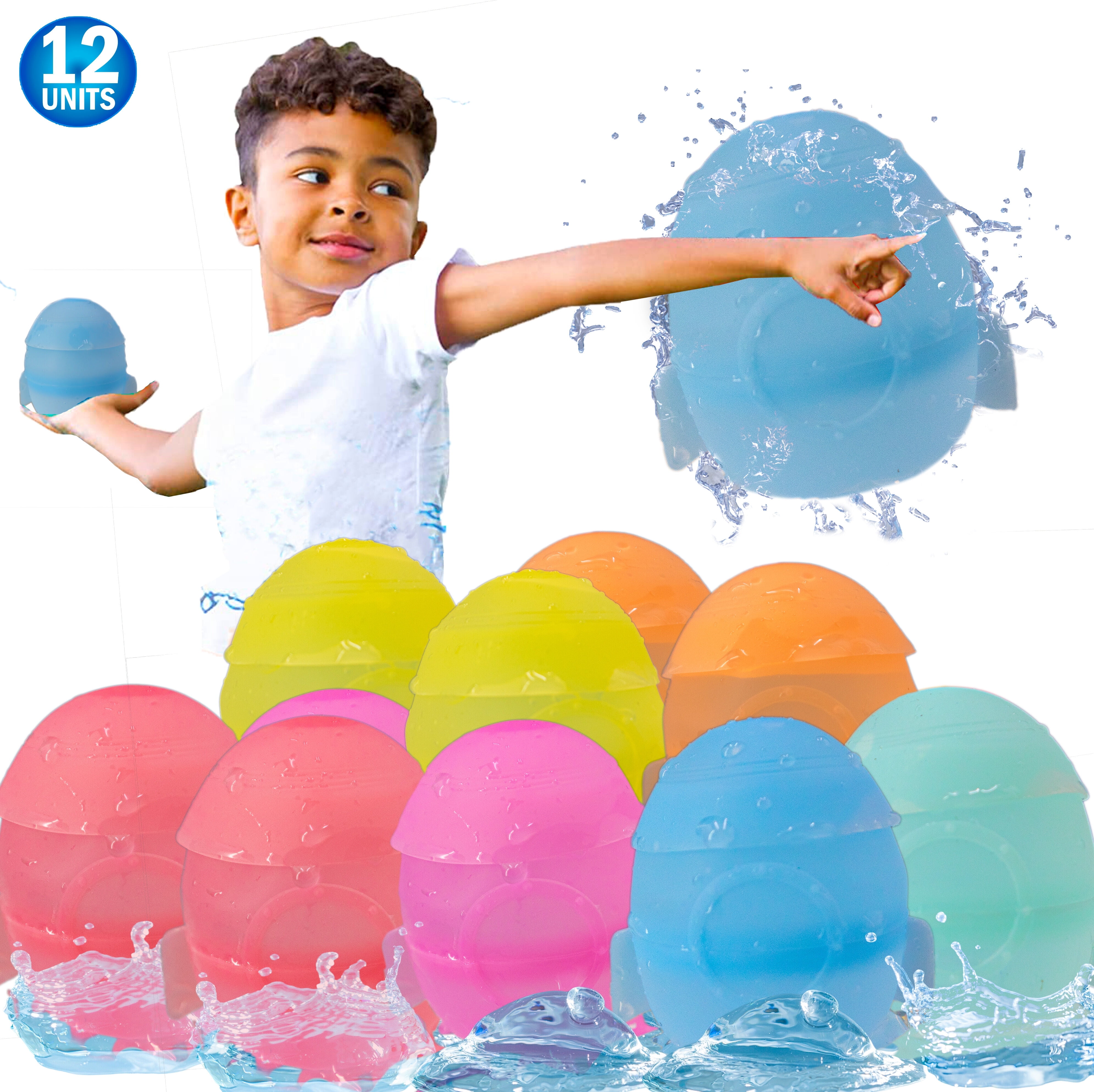 Reusable Refillable Water Balloons - 12PC Auto Self Sealing, Quick Fill ...