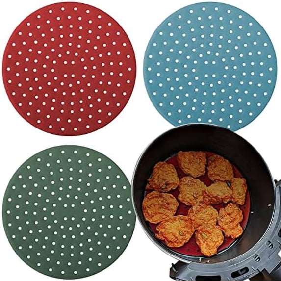 Reusable Round Silicone Air Fryer Liners (9 Inch, 3 Pack) by Linda’s ...