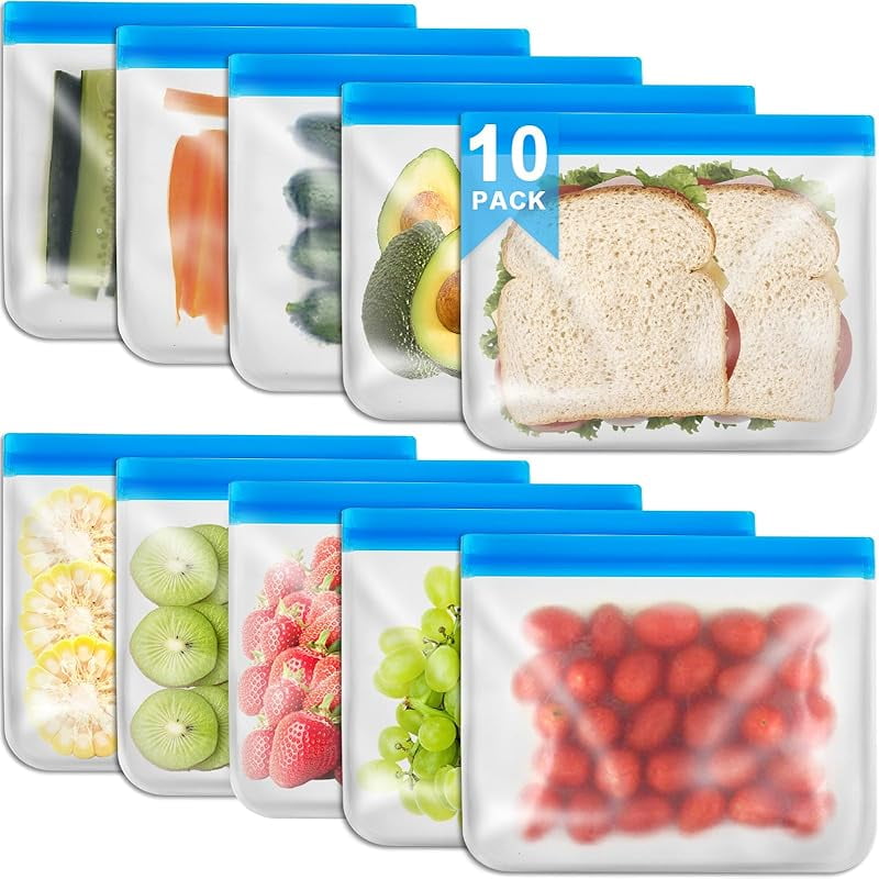 Reusable Sandwich Food Storage Bags BPA Free Ziplock Silicone Bags ...