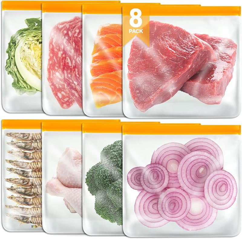 Reusable Sandwich Food Storage Bags BPA Free Ziplock Silicone Bags ...