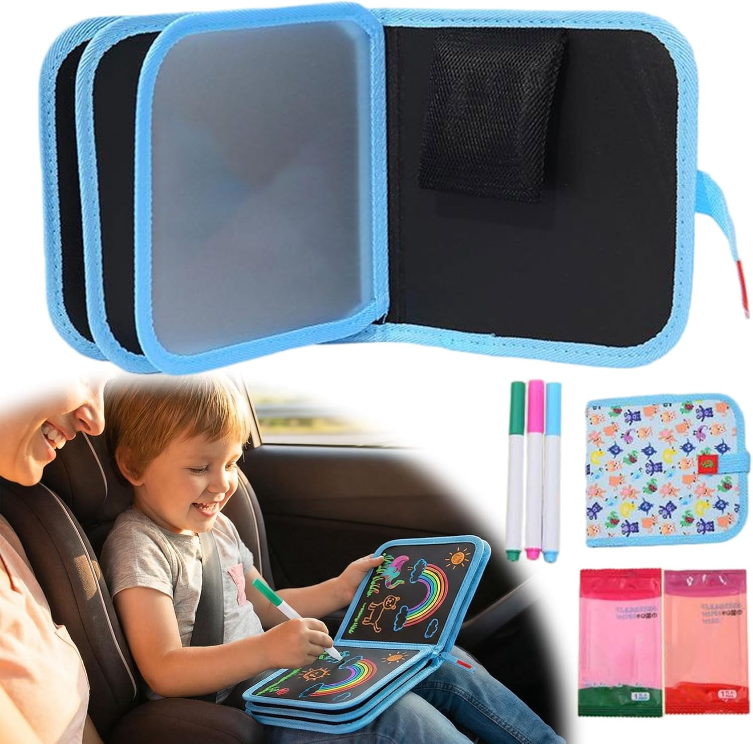 Reusable Scribble Book and Markers, Portable Drawing Book, Erasable ...