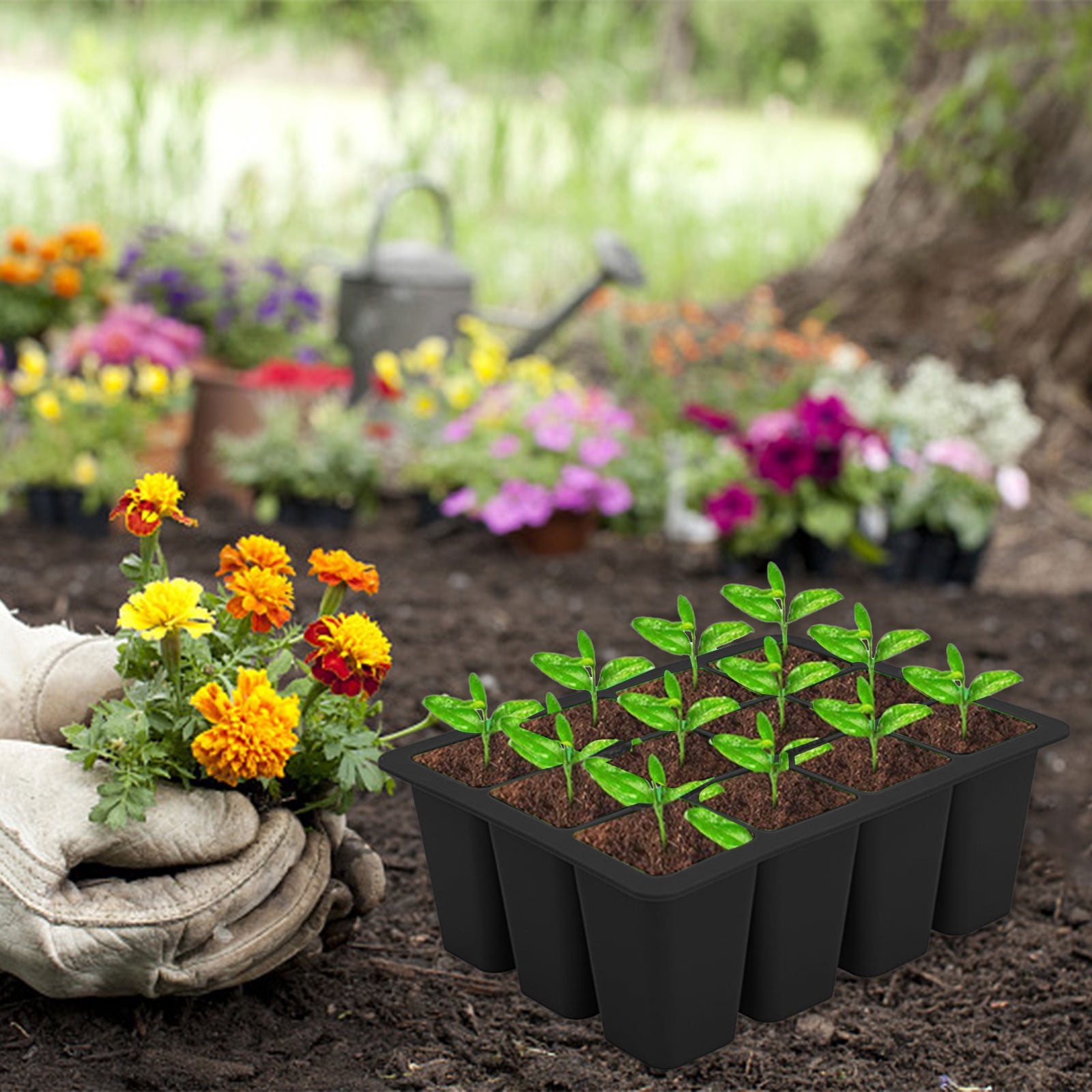 Reusable Seed Starter Trays, 12 Cells Seed Starter Trays, Silicone ...