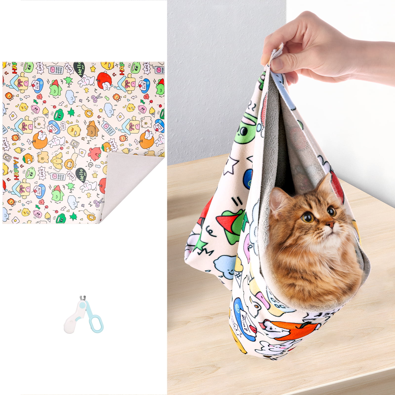 Reusable Self Adherent Cat Grooming Wrap Nail Clipper Anti Escape ...