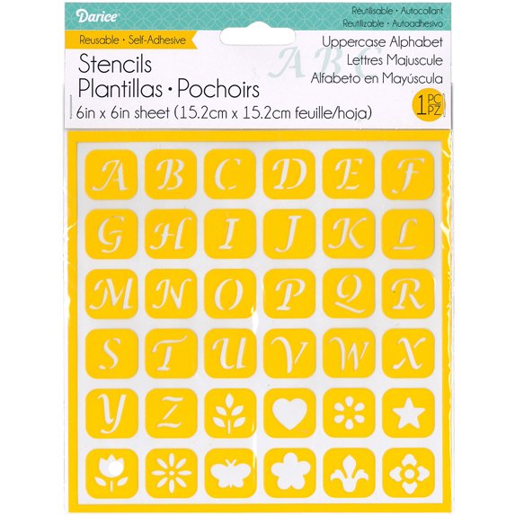 Reusable Self Adhesive Stencil 6"X6"-Upper Alpha - Walmart.com