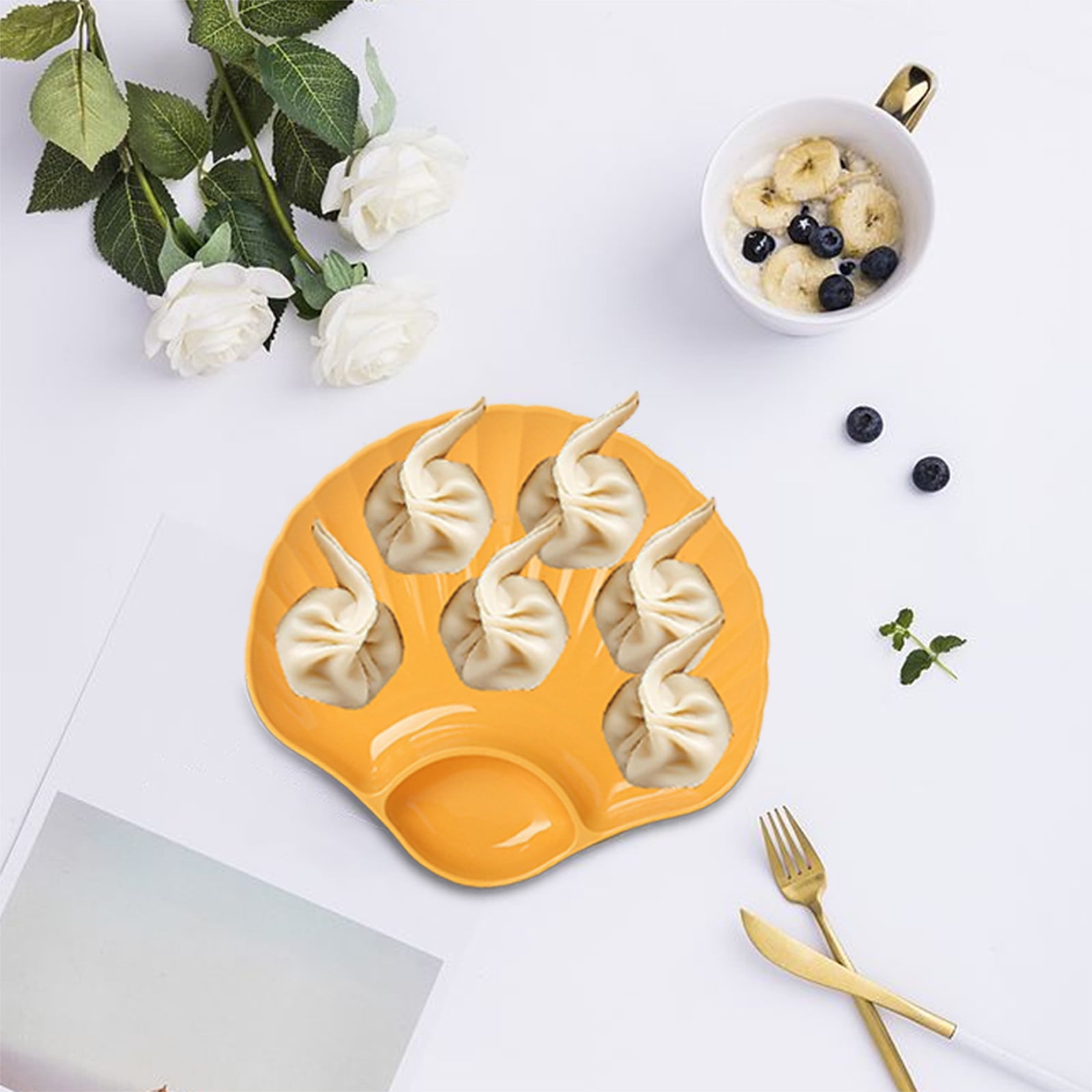 Reusable Shell-Shaped Dinner Plates,Lightweight Solid Color Food Tray ...