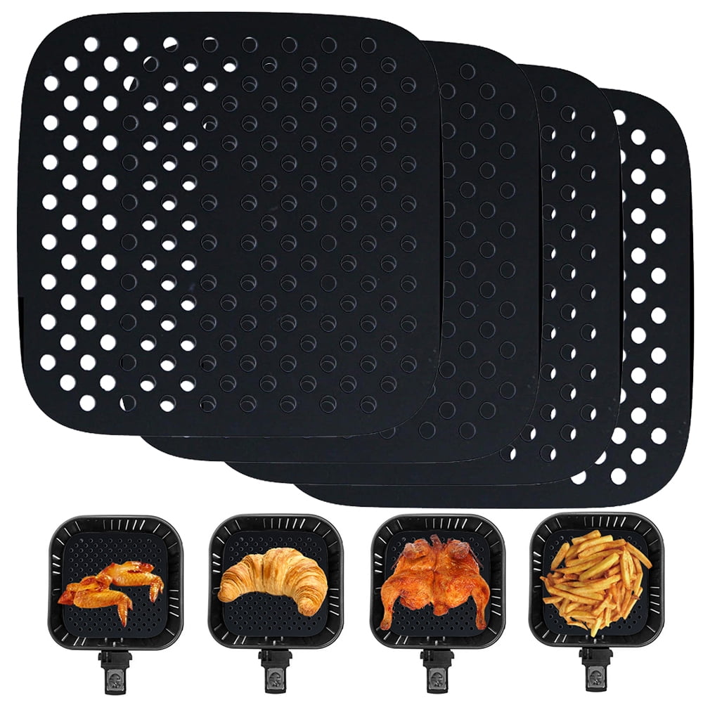 Reusable Silicone Airs Fryer Liners with Air Fryer Magnetic Cheat Sheet ...