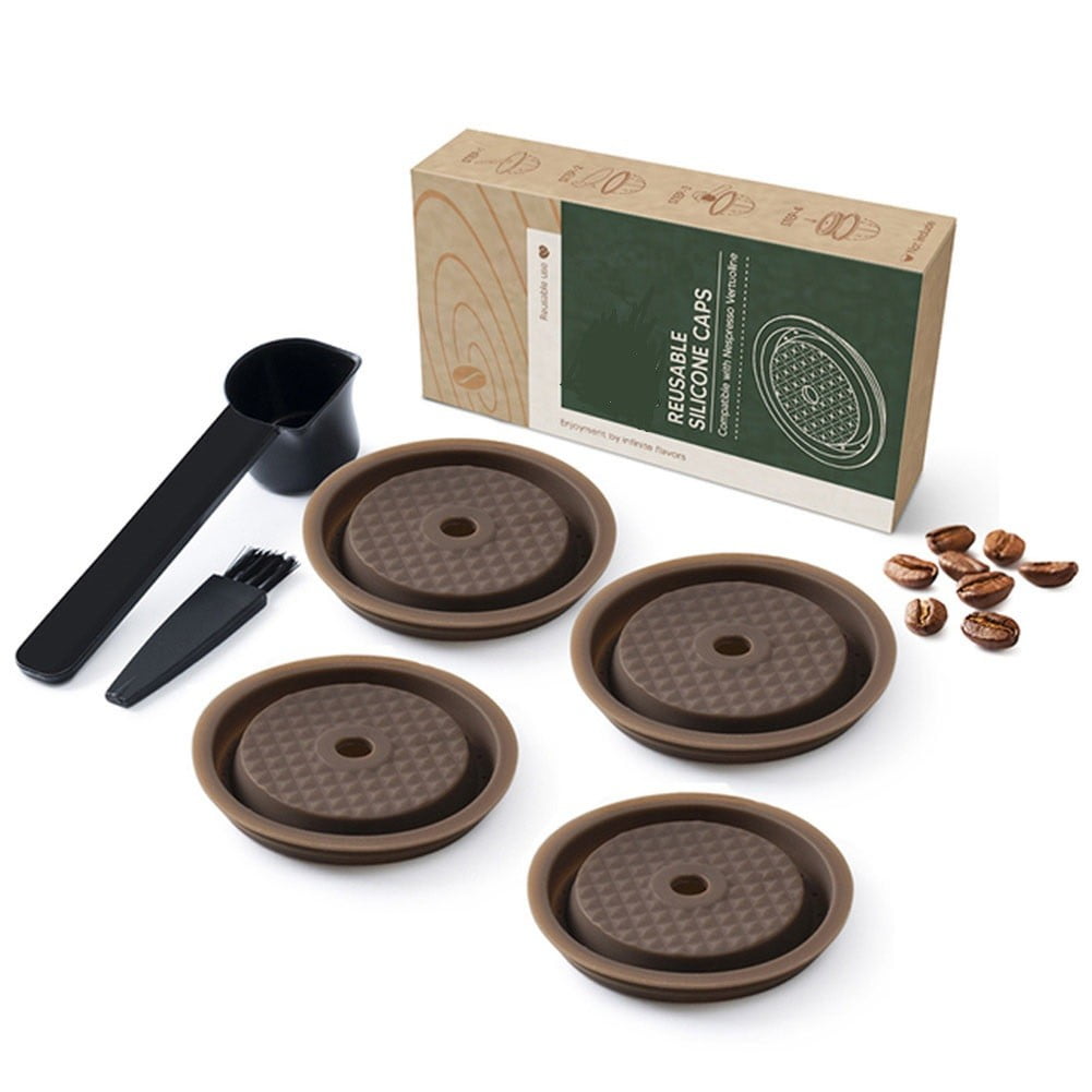 Reusable Silicone Cap Lids Set for VertuoLine Refillable Capsules 4 ...
