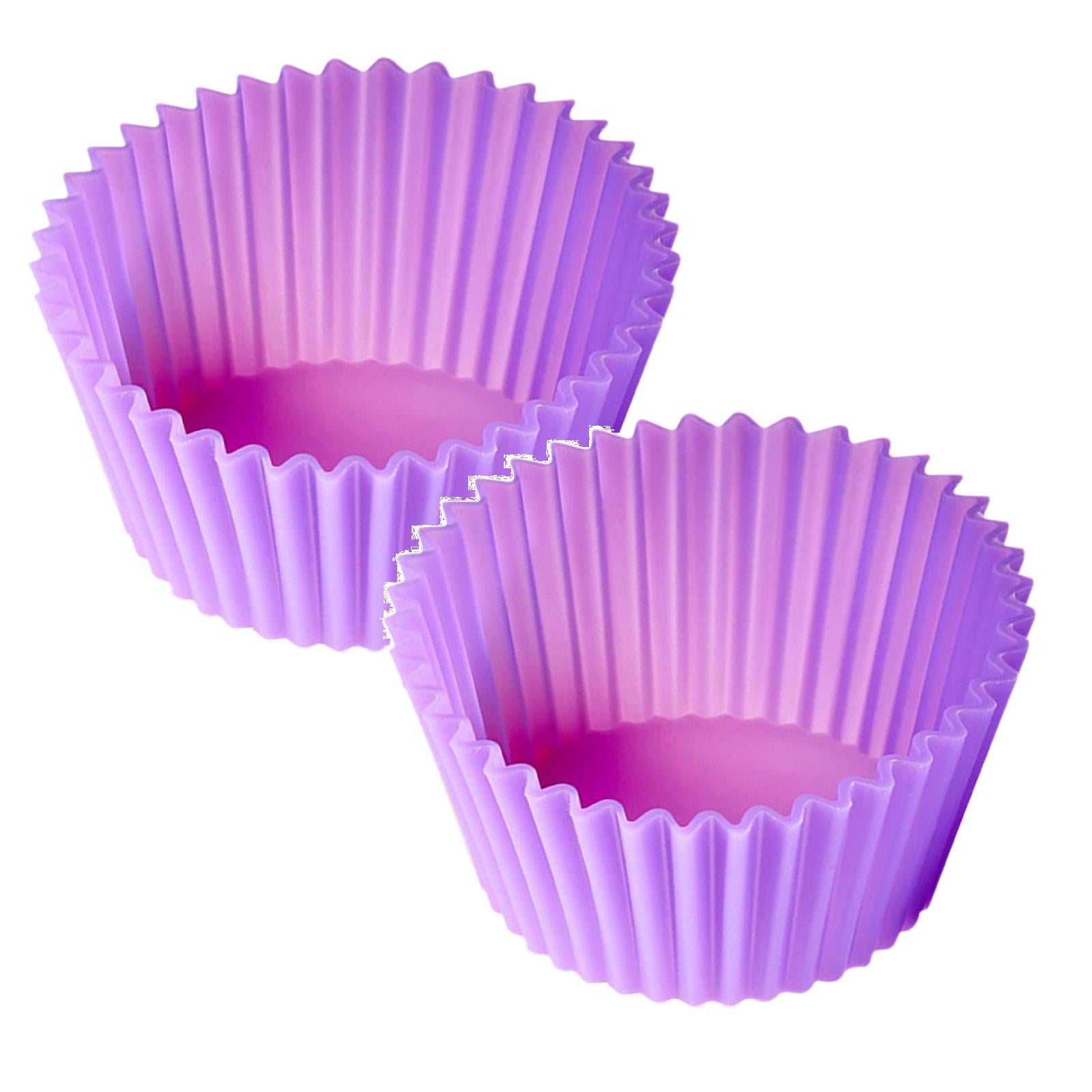 Reusable Silicone Cupcake Baking Cups (2.75 Inch), 6 Rainbow Colors Non ...