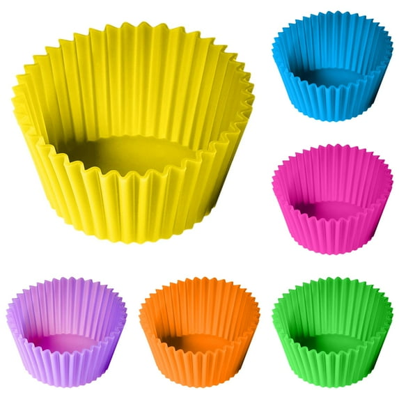 Reusable Silicone Cupcake Baking Cups 2.75 Inch Cups & Non Stick Liners ...