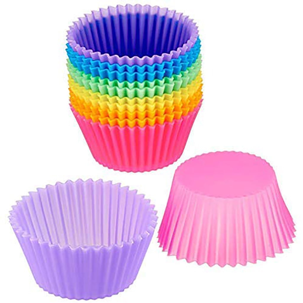 Reusable Silicone Cupcake Baking Cups 24 Pack, Muffin Cups Non-stick ...