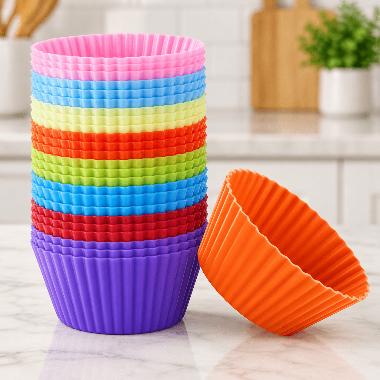 Reusable Silicone Cupcake Liners, BPA Free Silicone Muffin Cups for ...