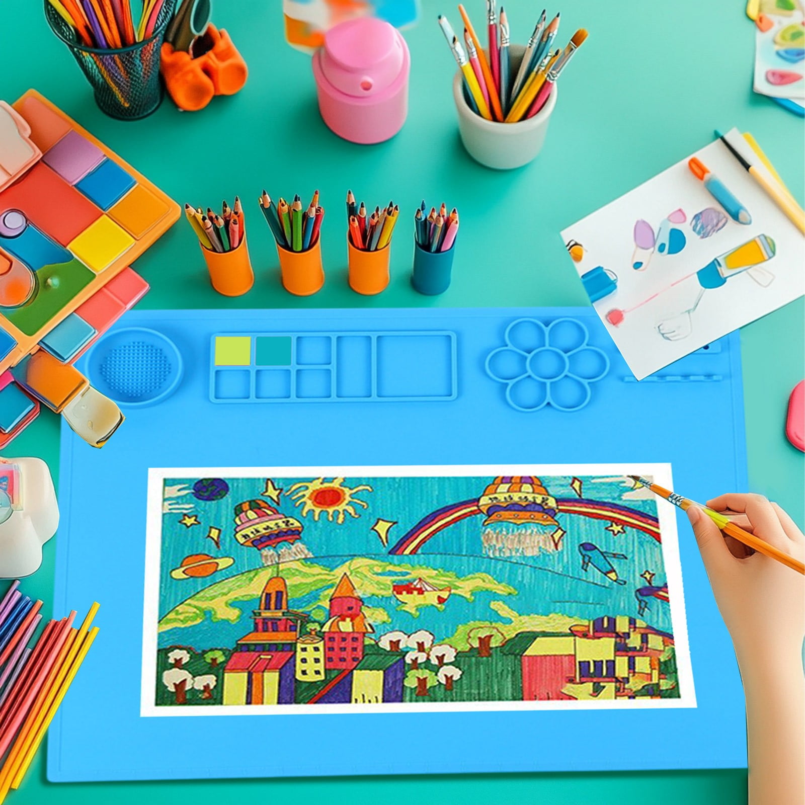 Reusable Silicone Drawing Board, Kids Art Station, Waterproof Painting ...