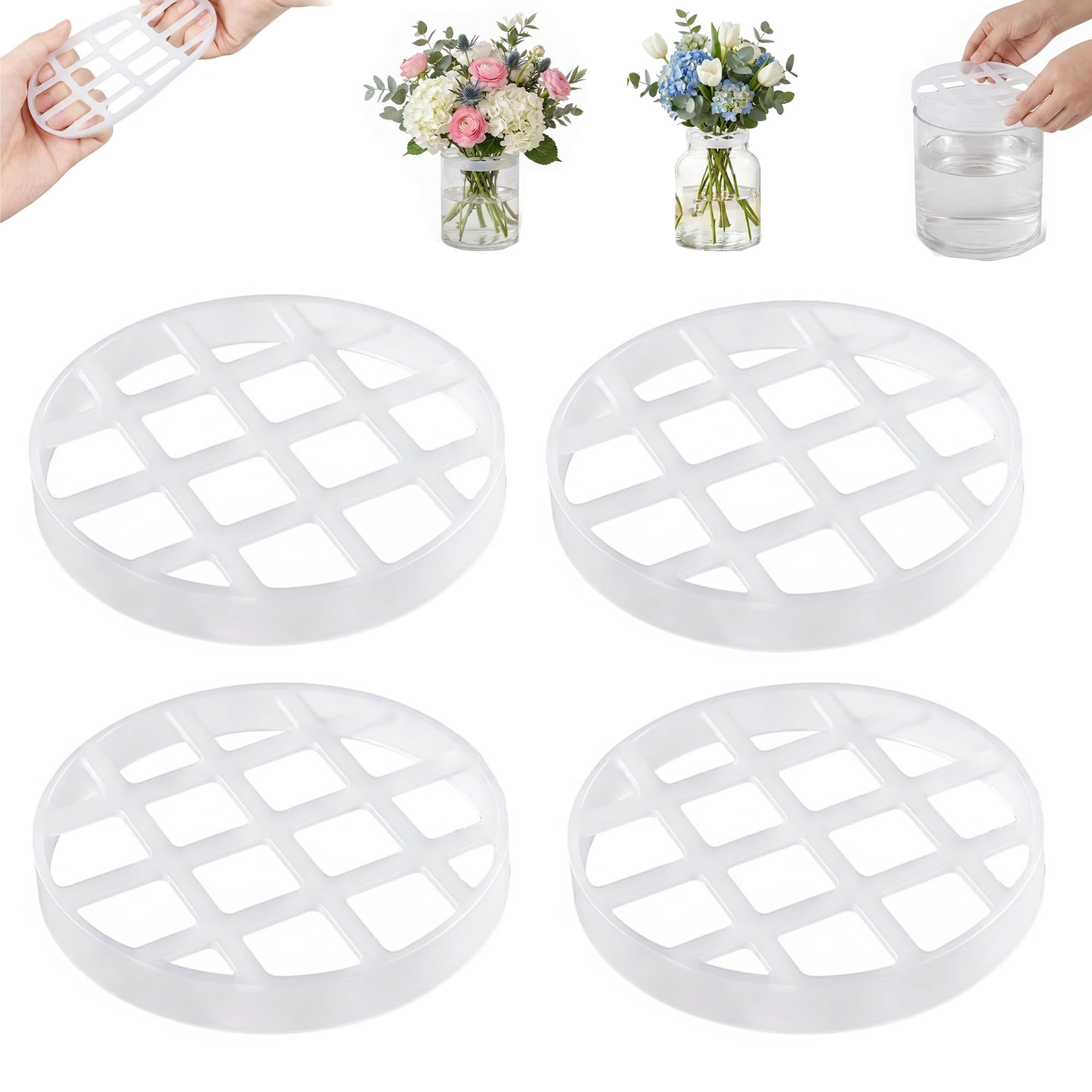 Reusable Silicone Flower Arranging Grid, Stretch Silicone Vase Grid for ...
