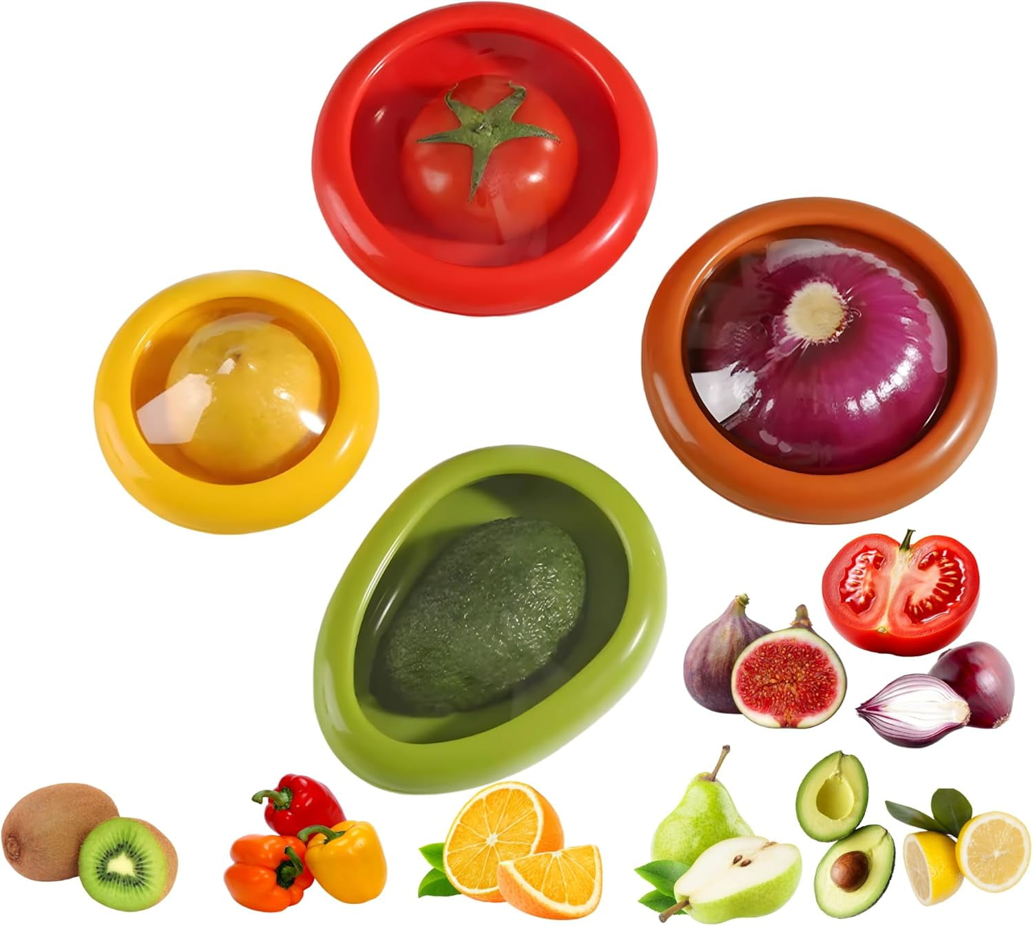 Reusable Silicone Food Savers – 4PCS BPA-Free Fridge Storage Pods for ...