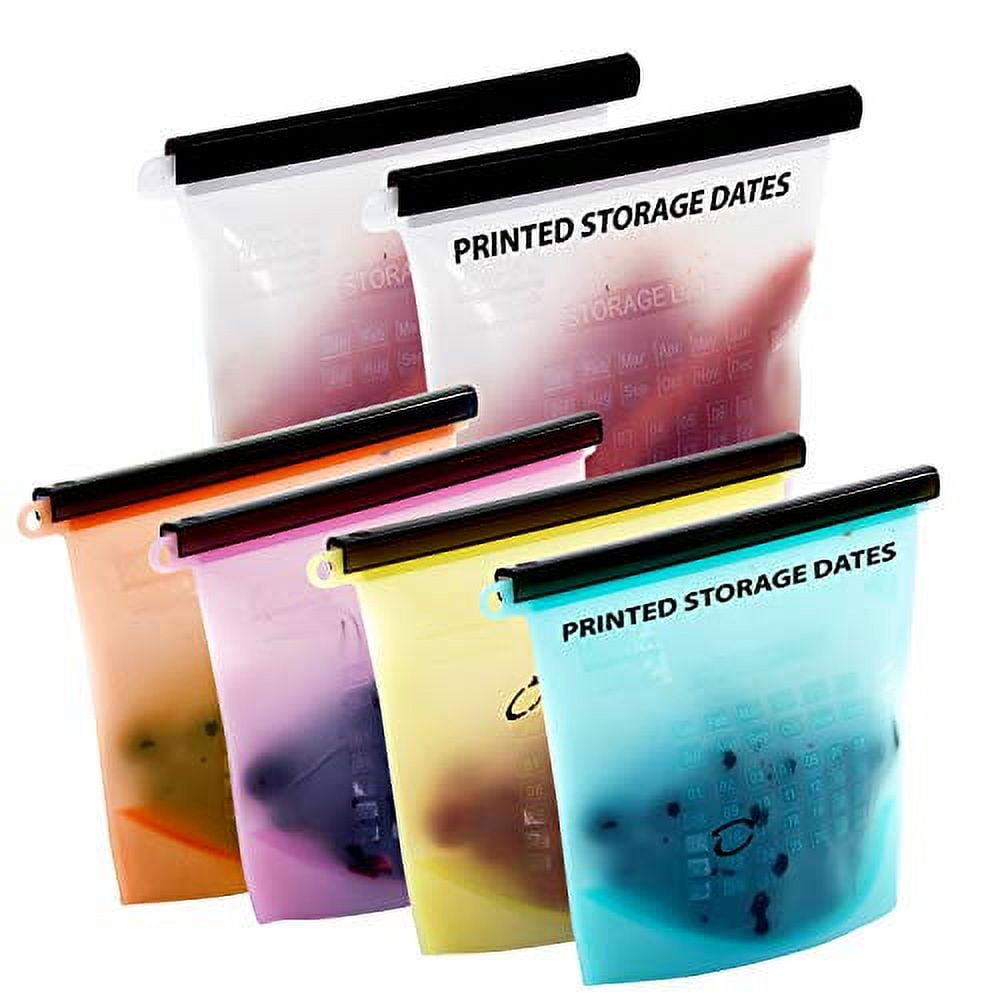 Reusable Silicone Food-Storage Cooking Bags - Airtight Zip Seal Colored ...