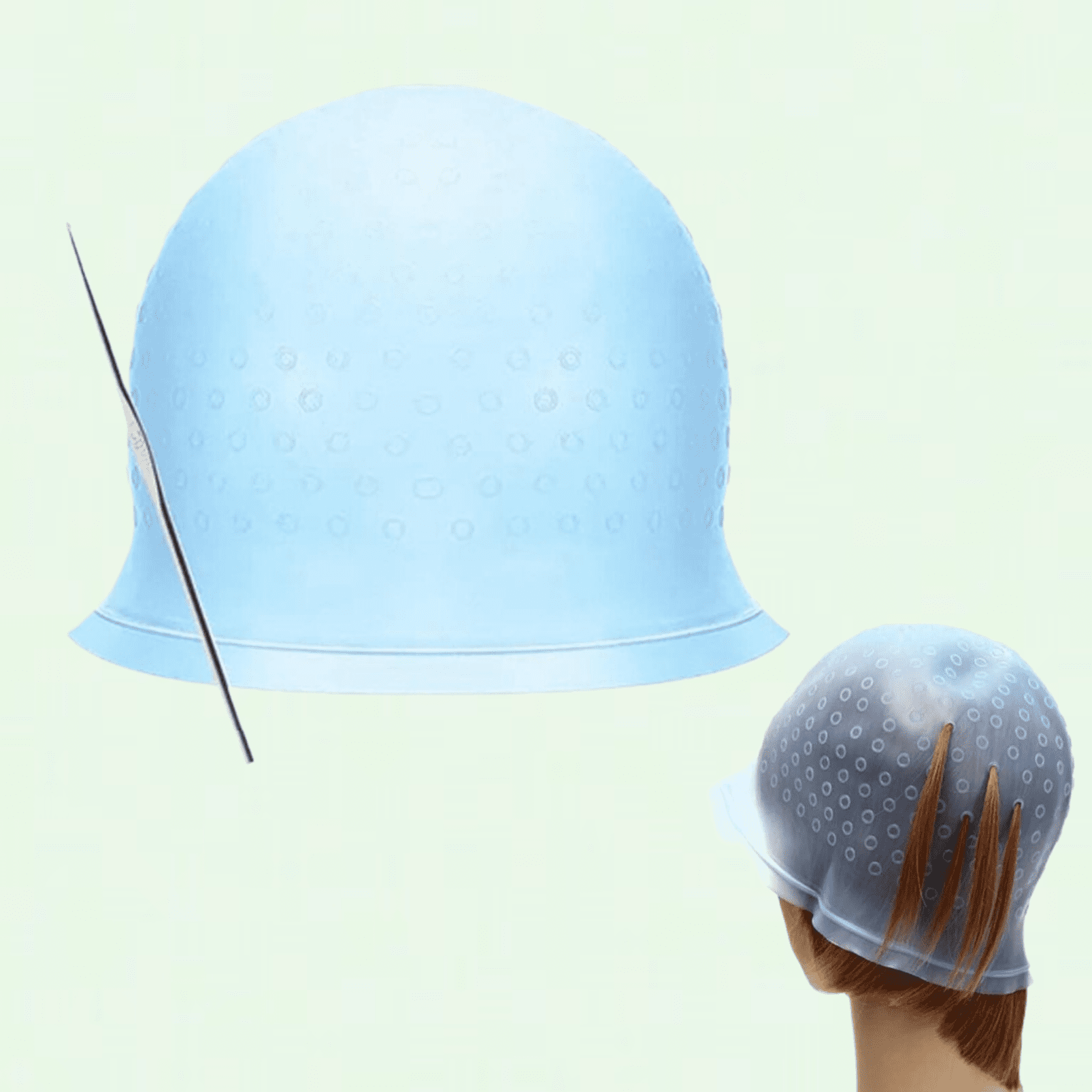 Reusable Silicone Hair Highlight Cap with Hook Kit, Perforated ...
